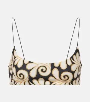 CALA DE LA CRUZ Isla Printed Bikini Top - Black