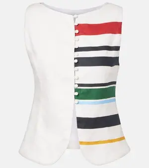 CALA DE LA CRUZ Genova Striped Linen Top