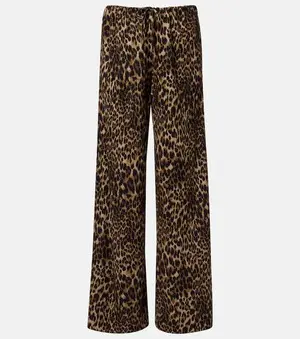 NILI LOTAN Adriel Leopard-print Wide-leg Pants - Multicoloured