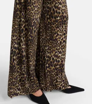 NILI LOTAN Adriel Leopard-print Wide-leg Pants