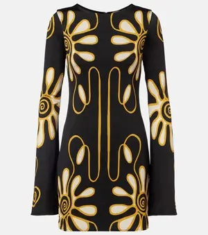 CALA DE LA CRUZ Maisha Printed Jersey Minidress - Black