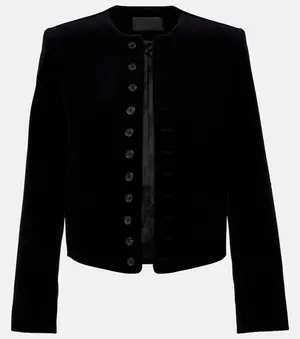 NILI LOTAN Patti Cotton-velvet Jacket - Black