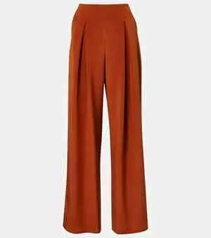Max Mara Palude Silk-blend Crepe Wide-leg Trousers - Orange