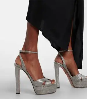 AQUAZZURA Divine 130 Platform Sandals - Silver