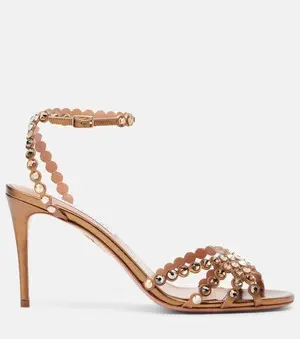 AQUAZZURA Tequila Embellished Leather Sandals
