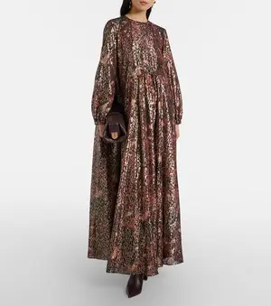 Max Mara Zinnia Metallic Silk-blend Maxi Dress