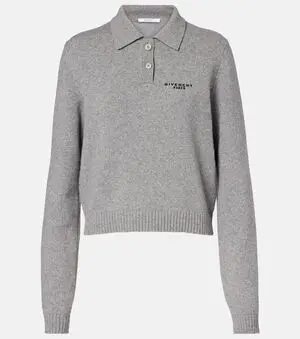 Givenchy Logo Wool And Cashmere Polo Sweater - Grey