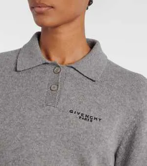 Givenchy Logo Wool And Cashmere Polo Sweater - Grey