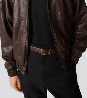 Saint Laurent Cassandre Vadim Leather Belt - Brown