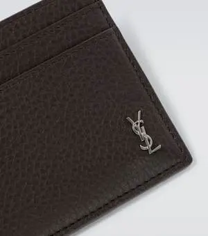Saint Laurent Cassandre Leather Card Holder - Brown