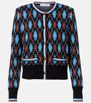 Veronica Beard Sylvane Argyle Wool And Cotton Cardigan - Multicoloured