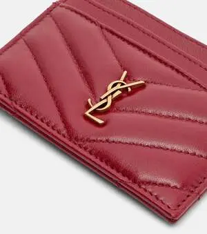 Saint Laurent Cassandre Matelasse Leather Card Holder - Red
