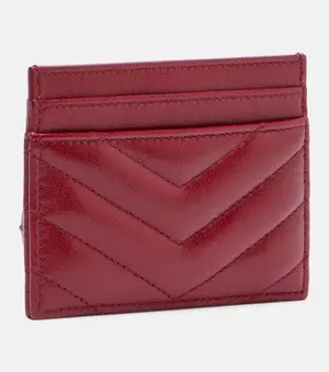 Saint Laurent Cassandre Matelasse Leather Card Holder - Red
