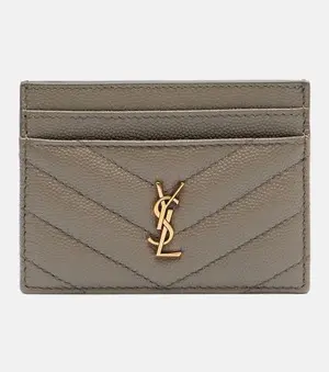 Saint Laurent Cassandre Matelasse Leather Card Holder - Brown