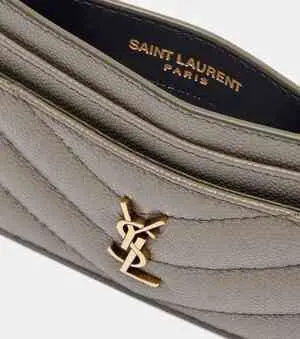Saint Laurent Cassandre Matelasse Leather Card Holder - Brown