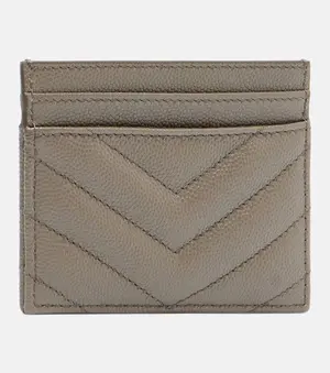 Saint Laurent Cassandre Matelasse Leather Card Holder - Brown