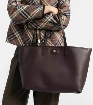 Burberry Reversible Check Medium Leather Tote - Brown
