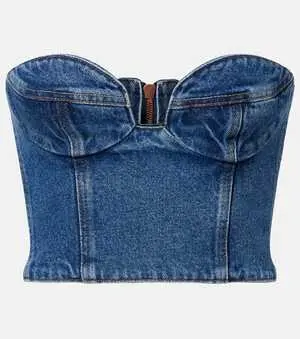 Magda Butrym Denim Bustier Top - Blue