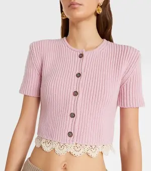 Magda Butrym Crochet-trimmed Cashmere Top