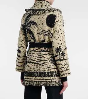 Alanui Ocean Whispers Fringed Wool-blend Cardigan - Yellow