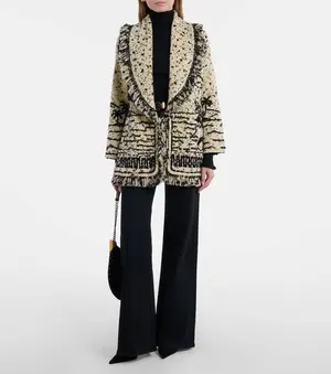 Alanui Ocean Whispers Fringed Wool-blend Cardigan - Yellow