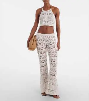 Alanui Lagoon Romance Crochet Flared Pants