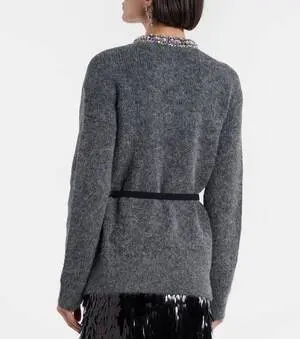 SELF-PORTRAIT Belted Embellished Cardigan