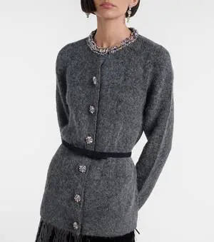 SELF-PORTRAIT Belted Embellished Cardigan