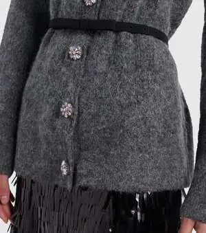 SELF-PORTRAIT Belted Embellished Cardigan