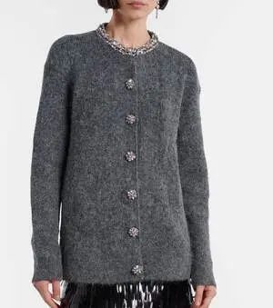 SELF-PORTRAIT Belted Embellished Cardigan