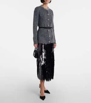 SELF-PORTRAIT Belted Embellished Cardigan