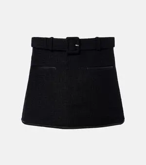 SELF-PORTRAIT Belted Tweed Mini Skirt