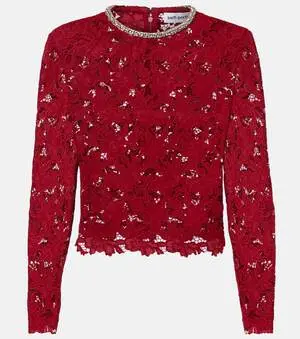 SELF-PORTRAIT Embellished Guipure Lace Top