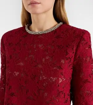 SELF-PORTRAIT Embellished Guipure Lace Top