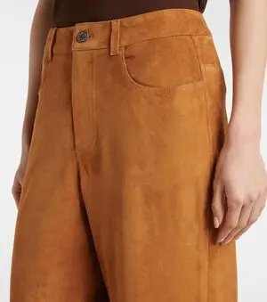 Stouls My Theo Suede Wide-leg Pants - Brown