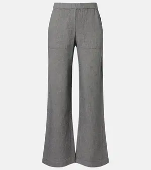 Velvet By Graham & Spencer Braylen Houndstooth Cotton Wide-leg Trousers