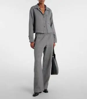 Velvet By Graham & Spencer Braylen Houndstooth Cotton Wide-leg Trousers