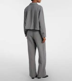 Velvet By Graham & Spencer Braylen Houndstooth Cotton Wide-leg Trousers