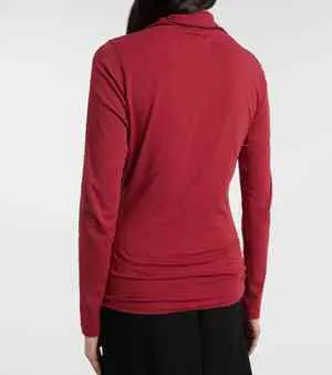 Velvet By Graham & Spencer Meri Cotton-blend Jersey Wrap Top - Red