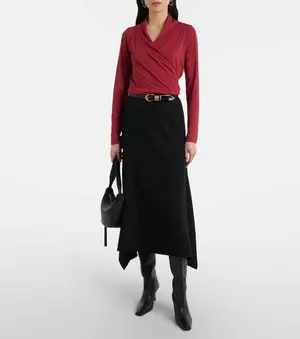 Velvet By Graham & Spencer Meri Cotton-blend Jersey Wrap Top - Red