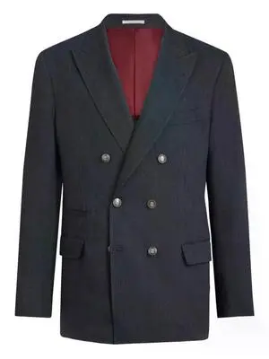 Brunello Cucinelli Chevron Double-breasted Blazer - Grey