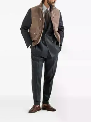 Brunello Cucinelli Chevron Double-breasted Blazer - Grey