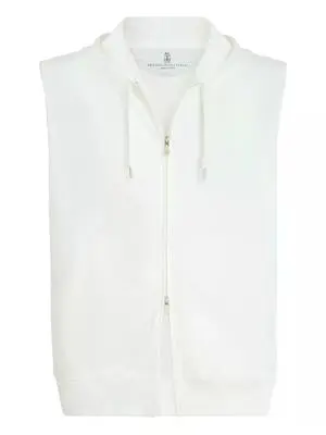 Brunello Cucinelli Zipped Sleeveless Hoodie - Neutrals