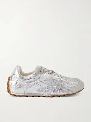 Bottega Veneta Orbit Flash Metallic Leather Sneakers - Silver