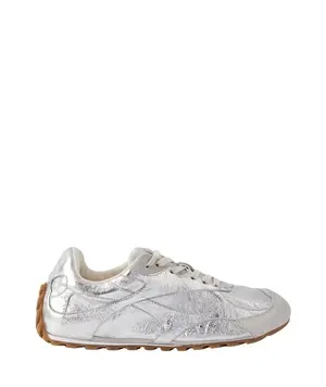 Bottega Veneta Orbit Flash Metallic Leather Sneakers - Silver