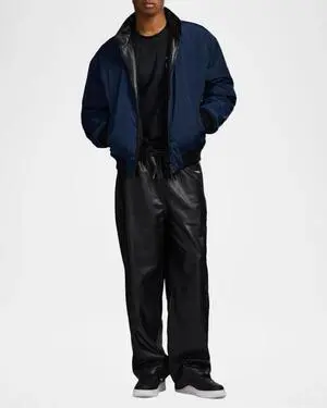 AVIREX Reversible Napa Leather Track Jacket - Black