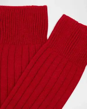 Pantherella Waddington Cashmere Ribbed Socks - Blue