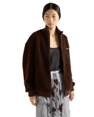 Prada Fleece Zip-up Jacket - Brown