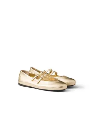 Prada Mordoré Nappa Leather Ballerinas - Gold/silver