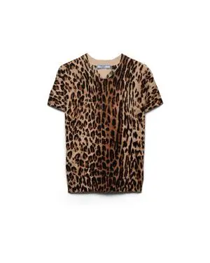 Prada Short-sleeved Printed Cashmere Sweater